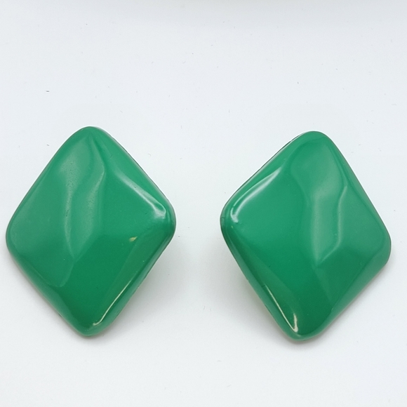 Jewelry | Vintage Plastic Diamond Shape Green Post Earrings | Poshmark
